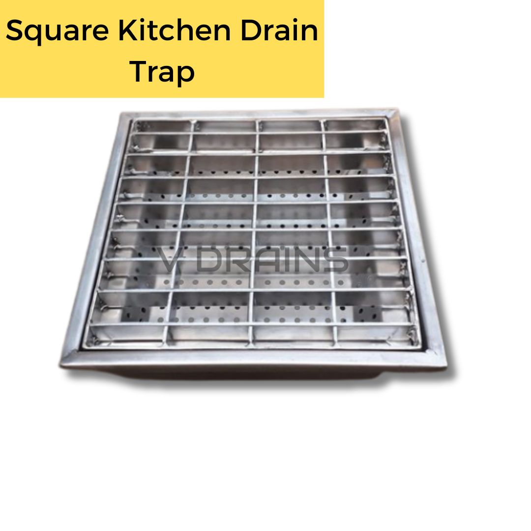 Square Commercial SS Kitchen Drain Trap – V DRAINS